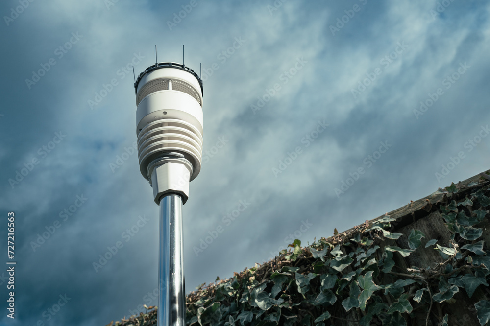 Advanced weather and climate sensor barrage showing ultrasonic wind ...
