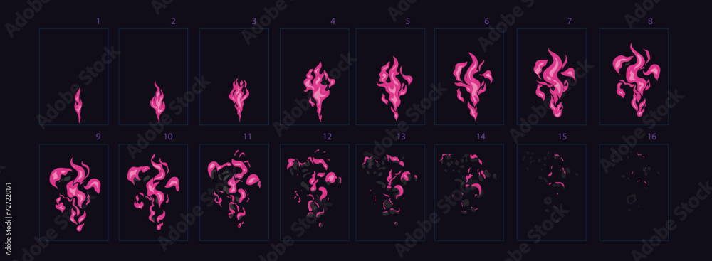 Purple color firework explosion animation Sprites sheet. campfire, fire ...
