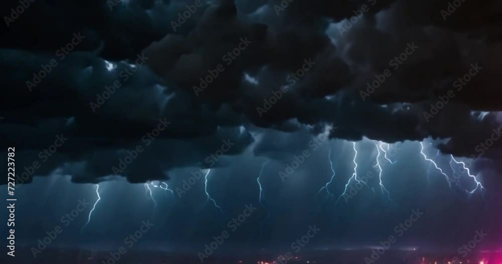 Vidéo Stock lightning in the sky, lightning in the night, fantastic ...