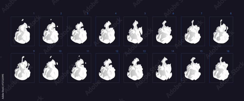 Smoke explosion animation. Smoke burst Sprites sheet. campfire, fire ...