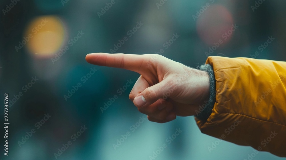 Hand with an extended index finger pointing in a specific direction ...