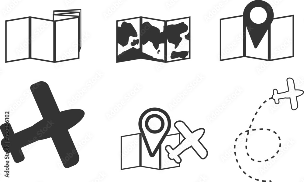 Travel, navigation, destination, location icon set. Location point, map ...