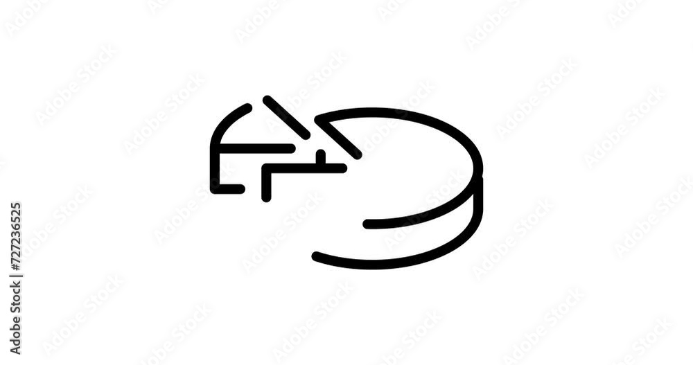 pie chart animated outline icon on white background. pie chart 4k video ...