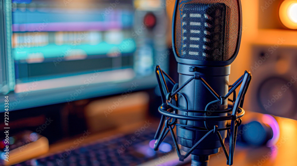 Professional Studio Microphone for Recording.Close-up of a professional ...