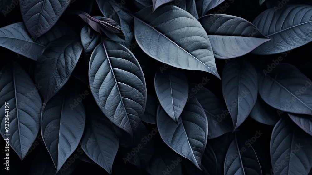 Abstract black leaf textures for tropical leaf background with flat lay ...