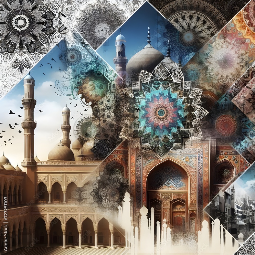 The essence of middle eastern architecture in a collage that combines ...