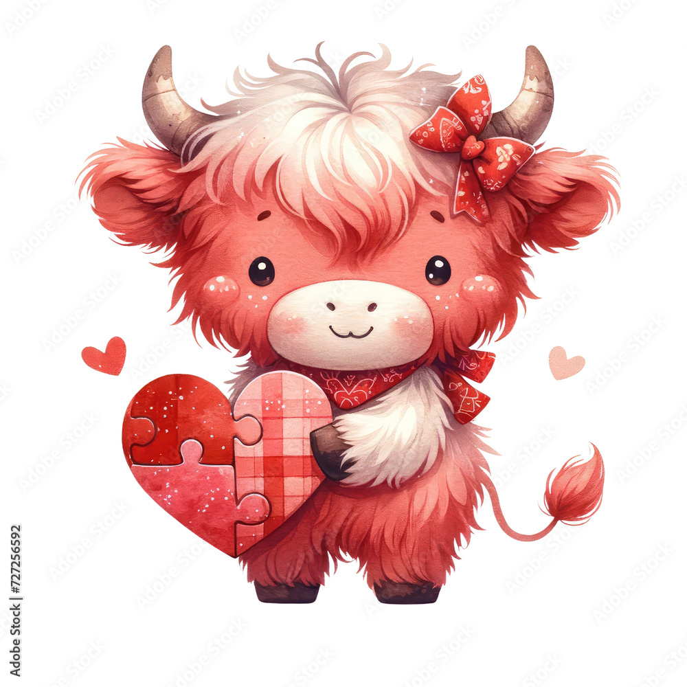 Highland Cow Valentine Clipart | Romantic Farm Animal Love Cute ...