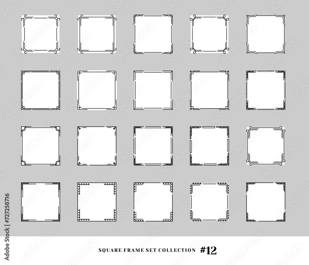 Geometric Decorative Frames Borders Corner Borders Vector set Vintage ...