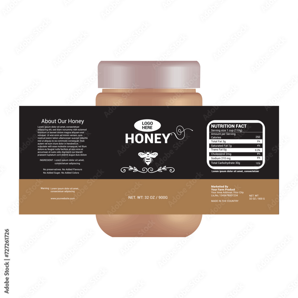 Honey label sticker and honey design banner, Honey Packaging, Bee honey ...