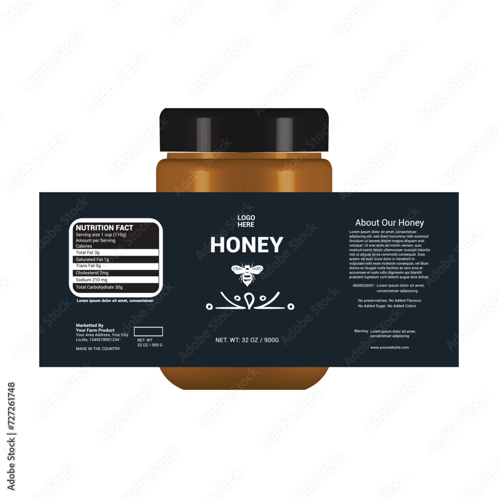 Honey label sticker and honey design banner, Honey Packaging, Bee honey ...