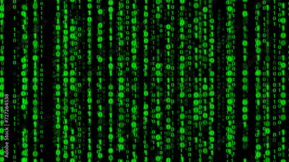 Matrix digital binary code falling. Hi tech digital matrix style binary ...