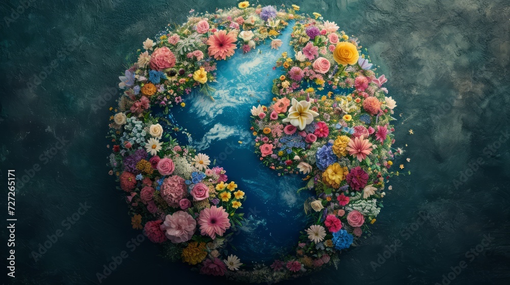 Conceptual image of planet Earth with continents crafted as blooming ...