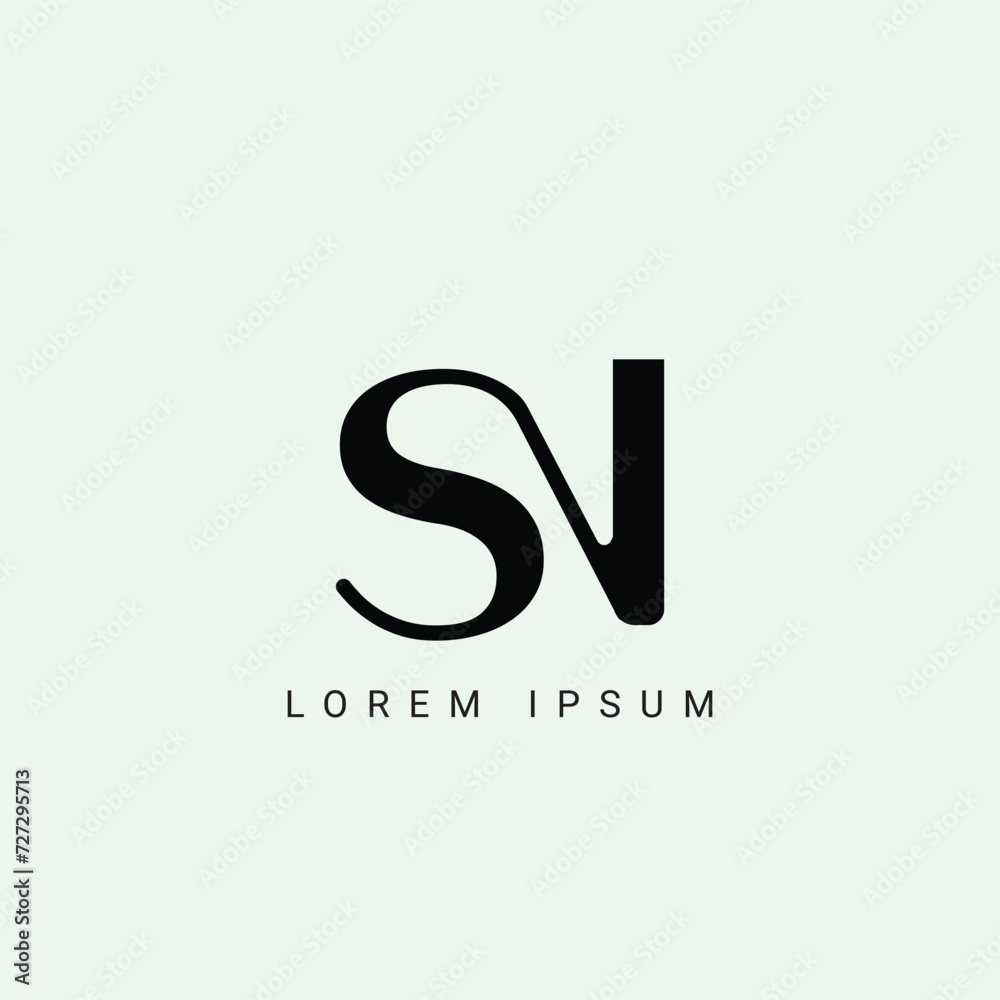 SN letter logo design. SN polygon, circle, triangle, hexagon, flat and ...