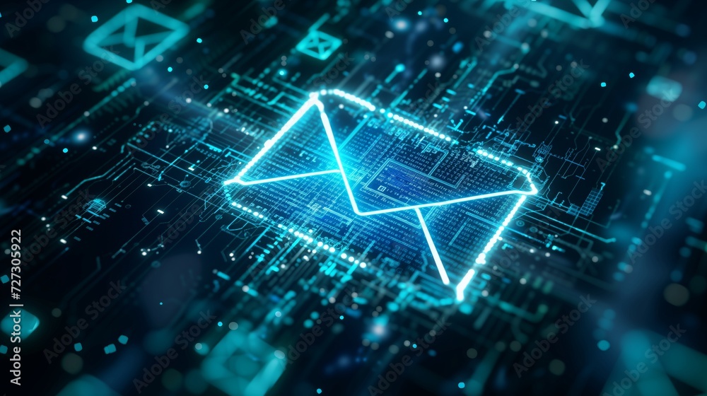 Email enveloped in layers of digital encryption, secure transmission of sensitive information ...