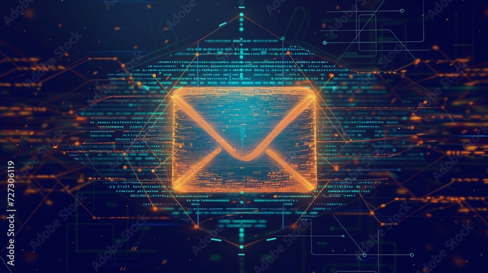 Email enveloped in layers of digital encryption, secure transmission of sensitive information ...