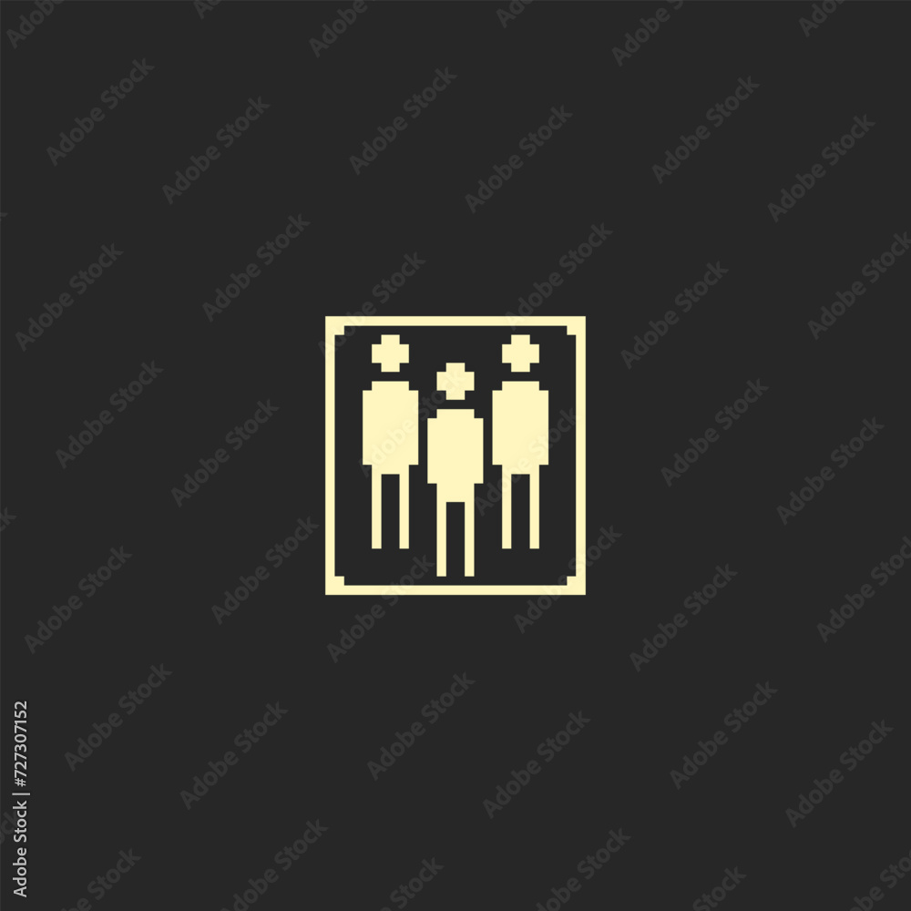 this is people icon in pixel art with simple color and black background ...