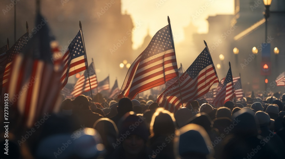 cold tones, Background blur of crowd at political rally in the United ...