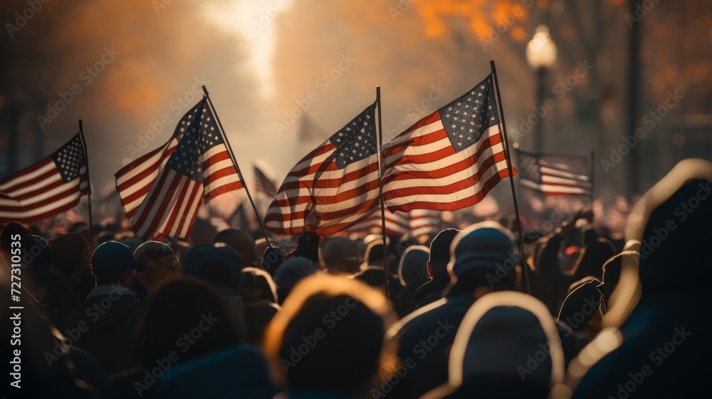 cold tones, Background blur of crowd at political rally in the United ...