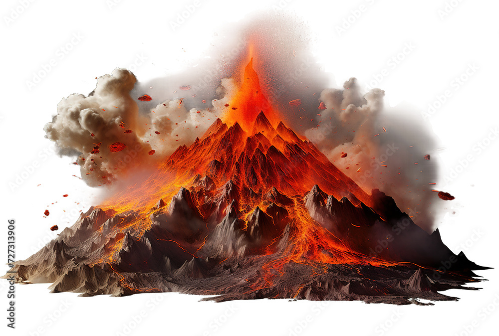 Isolated Volcano Eruption with Lava PNG on Transparent or White ...