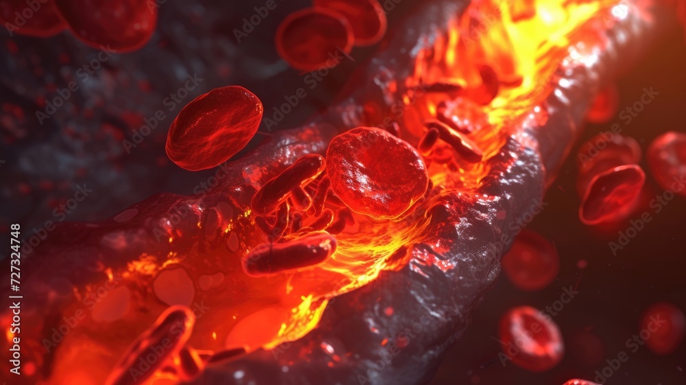 formation of a blood clot in a vessel, highlighting platelet ...