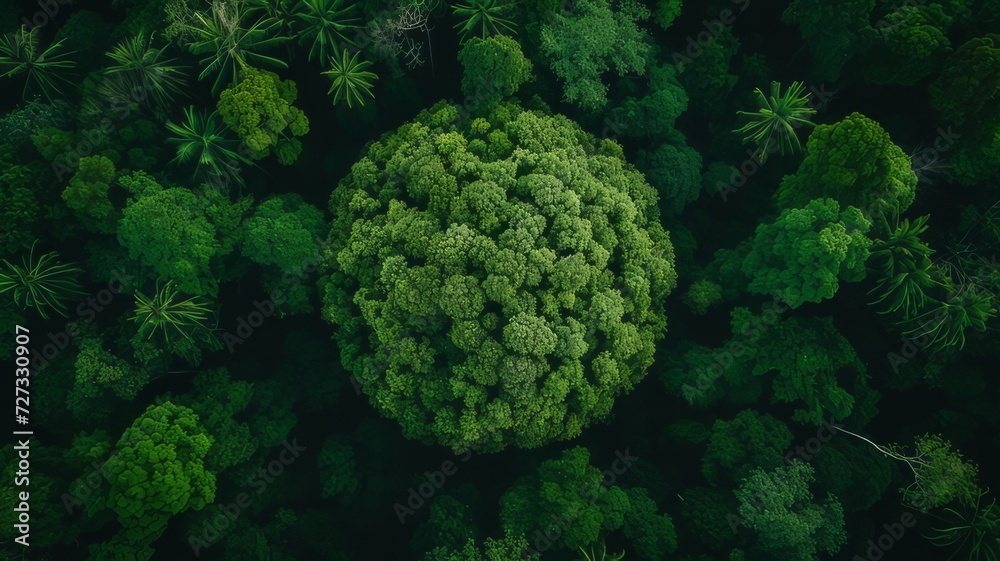 Aerial top view green forest with earth, Green planet in your hands ...
