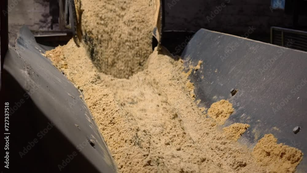 Vidéo Stock Industrial belt conveyor. Moving Raw Materials. Close-up ...