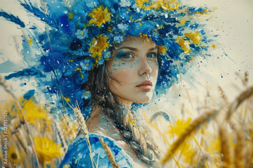 Ukraine. Ukrainian Symbolism by watercolor paint Illustration. Symbol ...