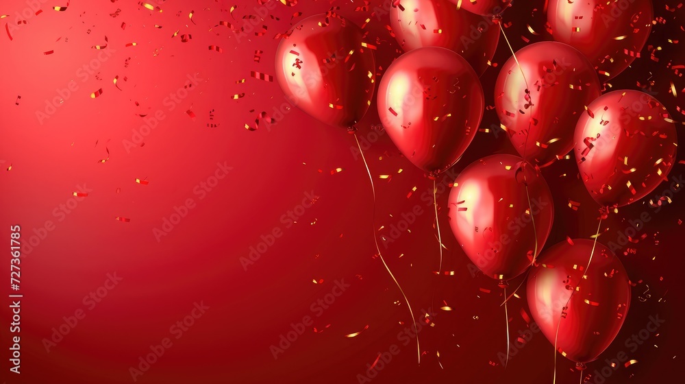 Birthday red balloons background design Happy birthday golden balloon ...