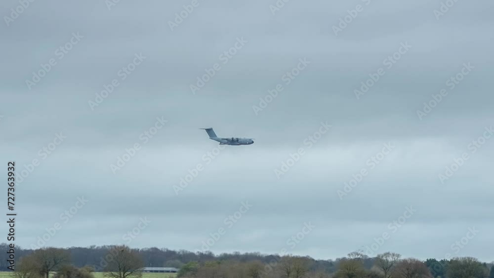 British Royal Air Force Airbus A400M Atlas military cargo plane on a ...