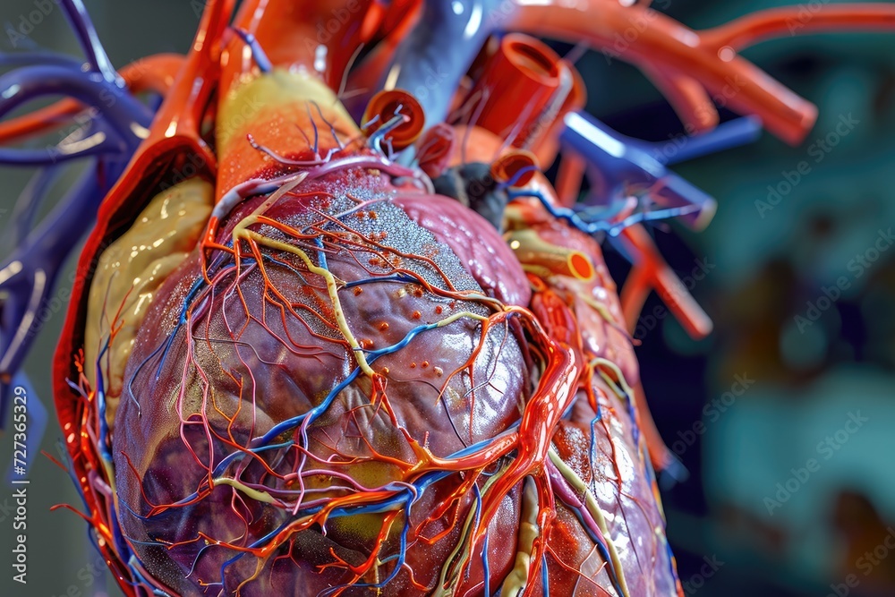 This photo showcases a detailed model of the human heart with the ...