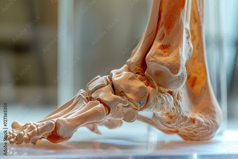 This detailed photo captures the complex structure of a human foot ...