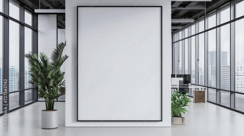 Corporate brand mockup with modern office background showcasing a white ...