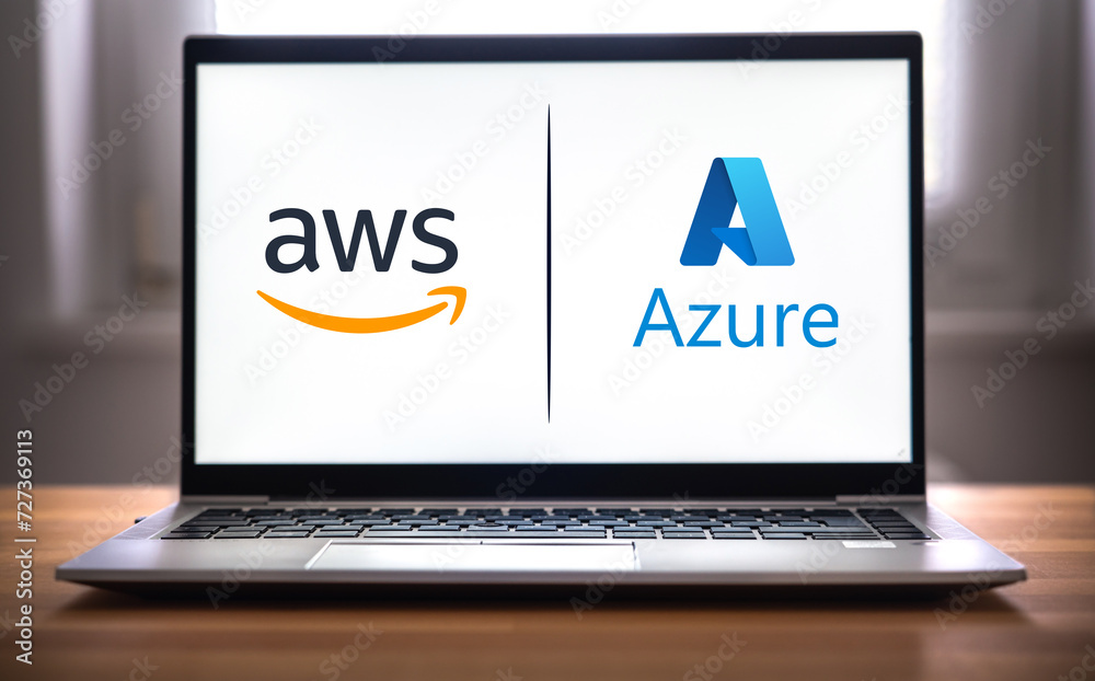 Amazon AWS and Microsoft Azure displayed on laptop Stock Photo | Adobe ...
