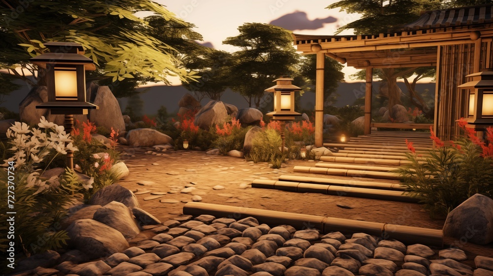 Opt for gravel pathways, Japanese lanterns, and bamboo fencing to ...