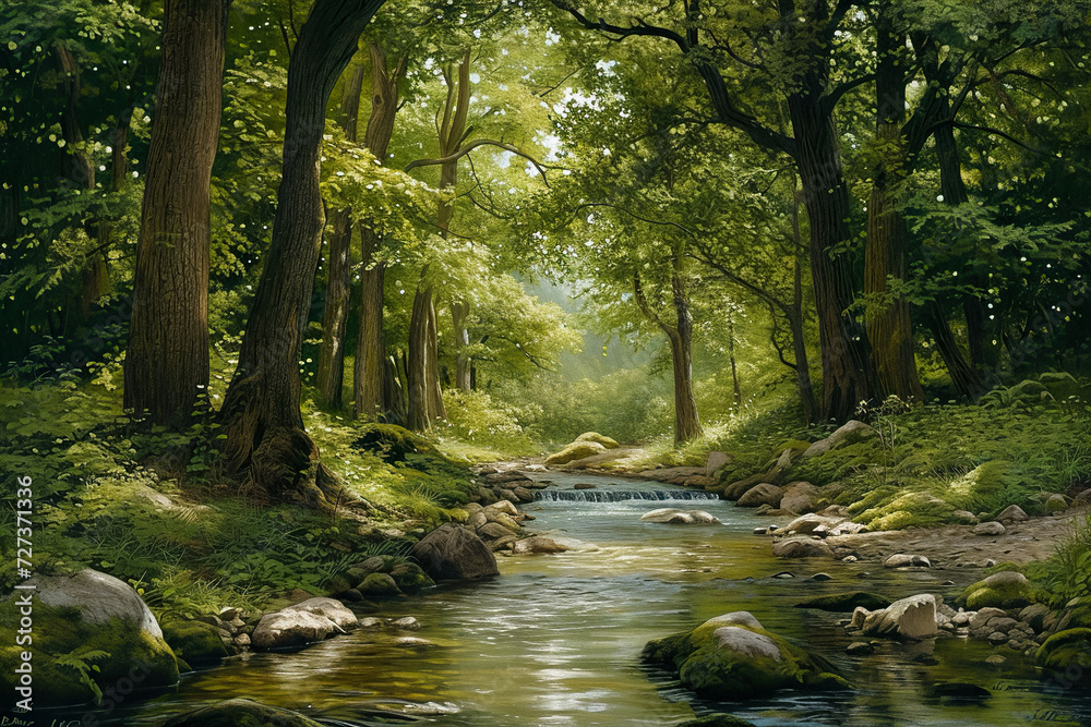 nature-inspired wallpaper featuring a serene forest scene with trees ...