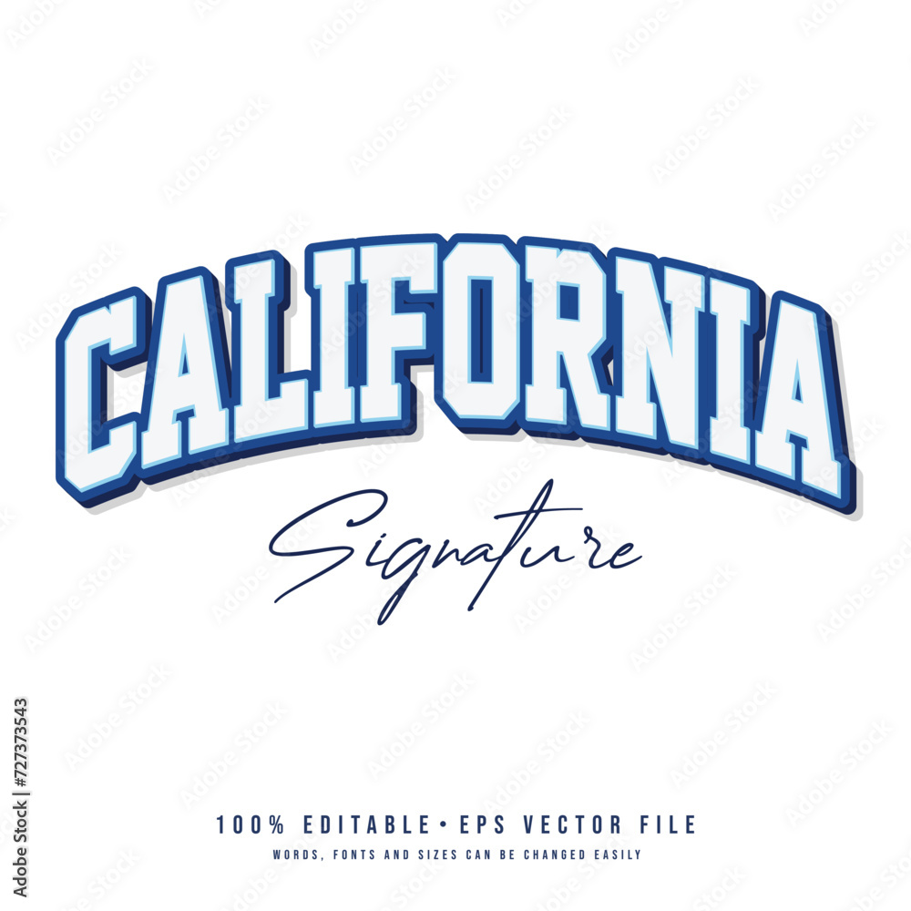California text effect vector. Vintage editable college t-shirt design ...