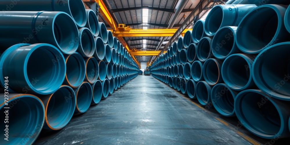Inventory Of Pvc Water Pipes In A Warehouse, Ready For Construction ...