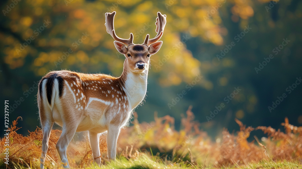 European fallow deer, also known as common fallow deer in natural ...