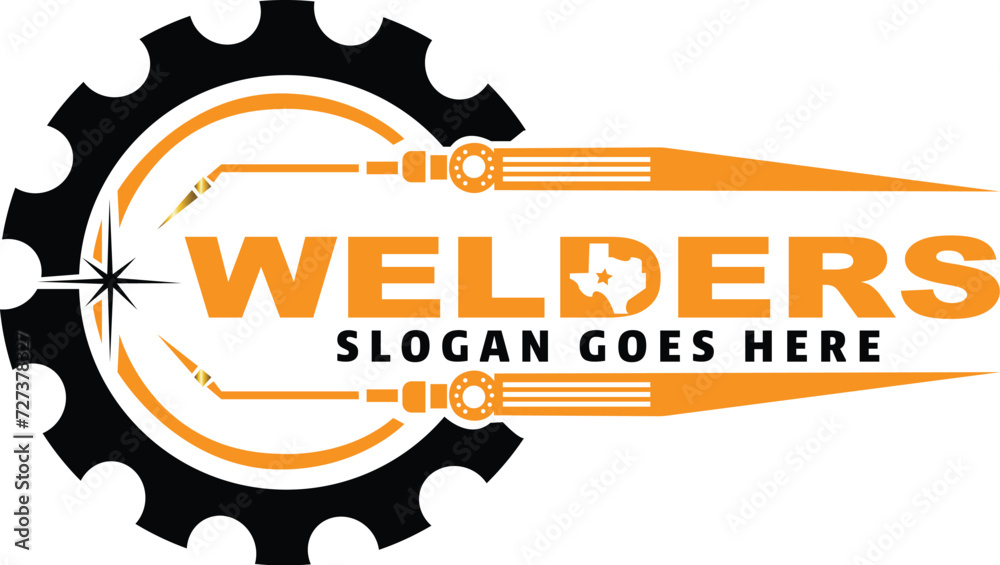 Vecteur Stock welding logo, metalwork emblem, fabrication design mark ...