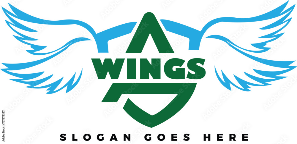 wings logo, feather emblem, angelic design mark, modern wings branding ...