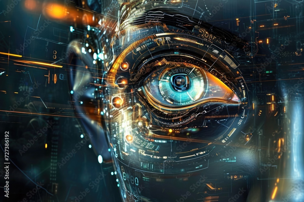 An intriguing photo capturing a futuristic depiction of a persons face ...