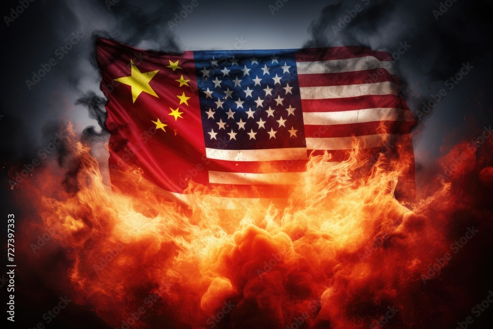 In a powerful expression of discontent, an American and Chinese flag ...