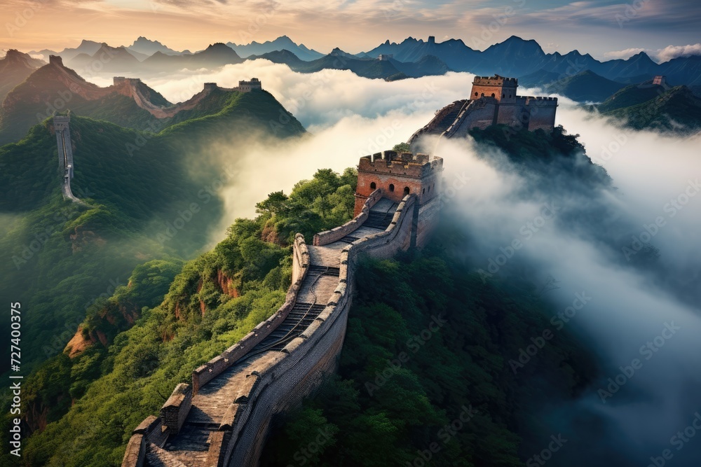 Aerial View of the Great Wall of China, Majestic, Historic, and Iconic ...