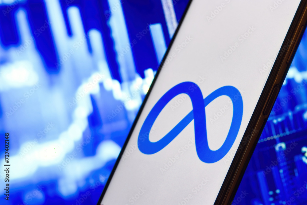 META investment growth and profit trading concept. Meta company logo on ...