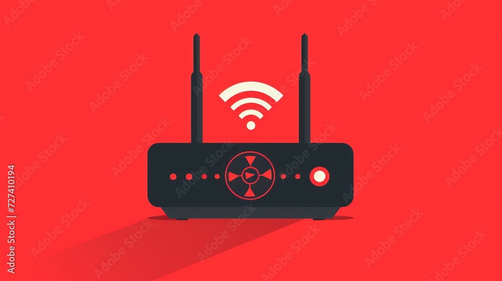 Forbidden router icon. Warning, caution, attention, restriction, label ...