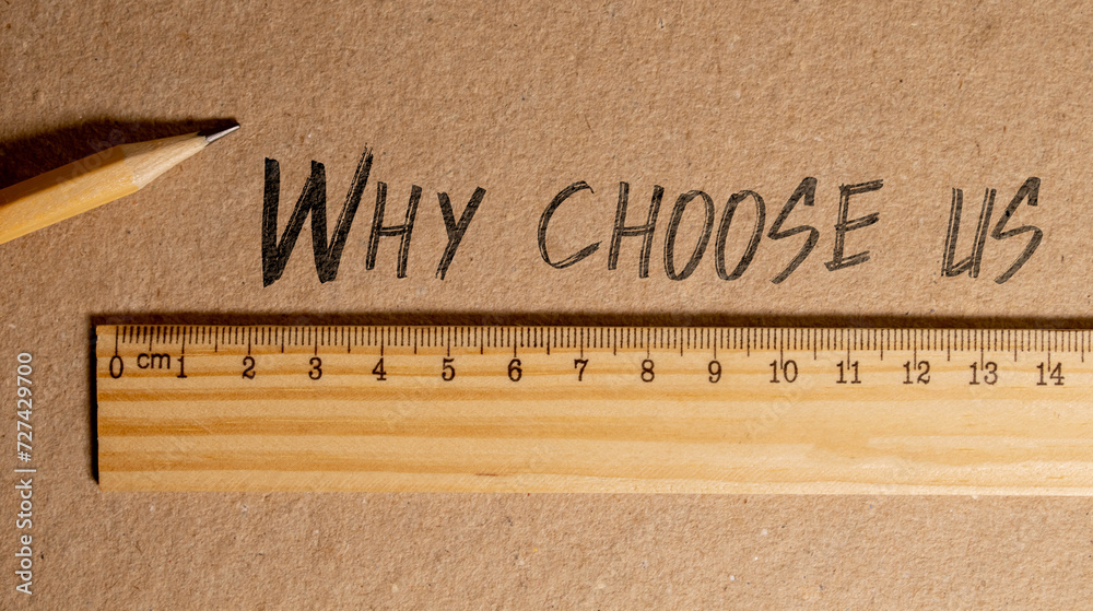 Why choose us symbol. Concept word Why choose us on beautiful white ...