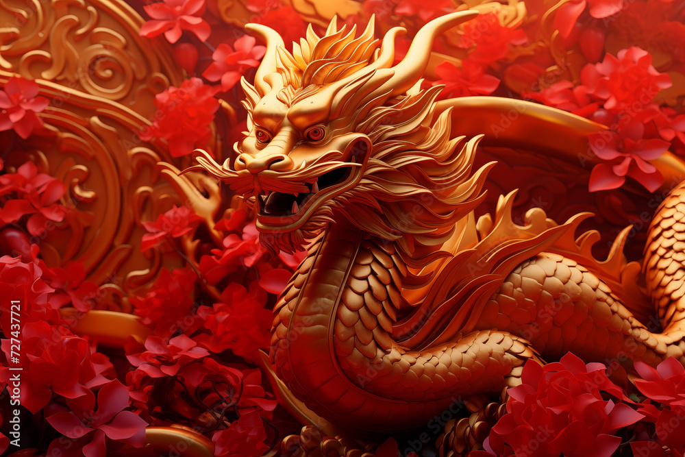traditional red chinese dragon for chinese new year 2024, chinese lucky ...
