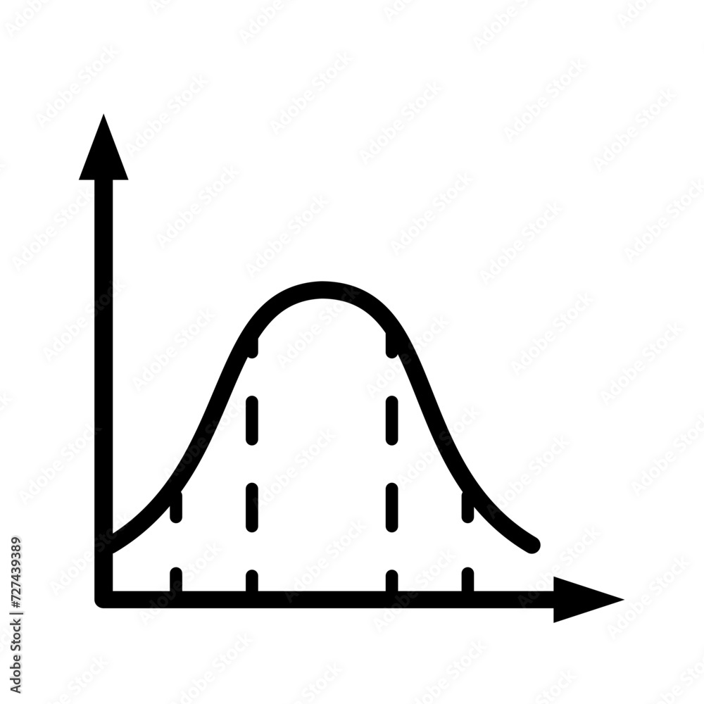 Gauss curve, normal probability distribution, graph - vector icon Stock ...