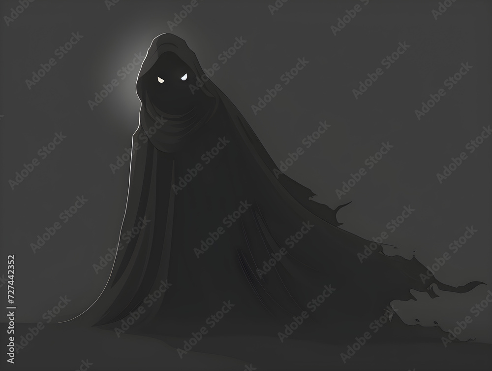 Mysterious Cloaked Figure with Glowing Eyes in Shadowy Realm ...