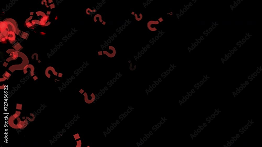 Vidéo Stock Magenta question marks sign moving right on black alpha ...